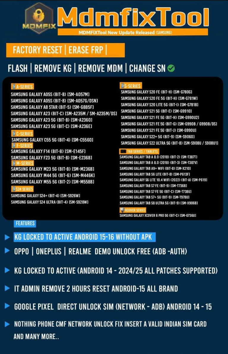 MDMFiXTool Samsung Update – Latest FRP, KG & MDM Unlock Tool (2025 ...
